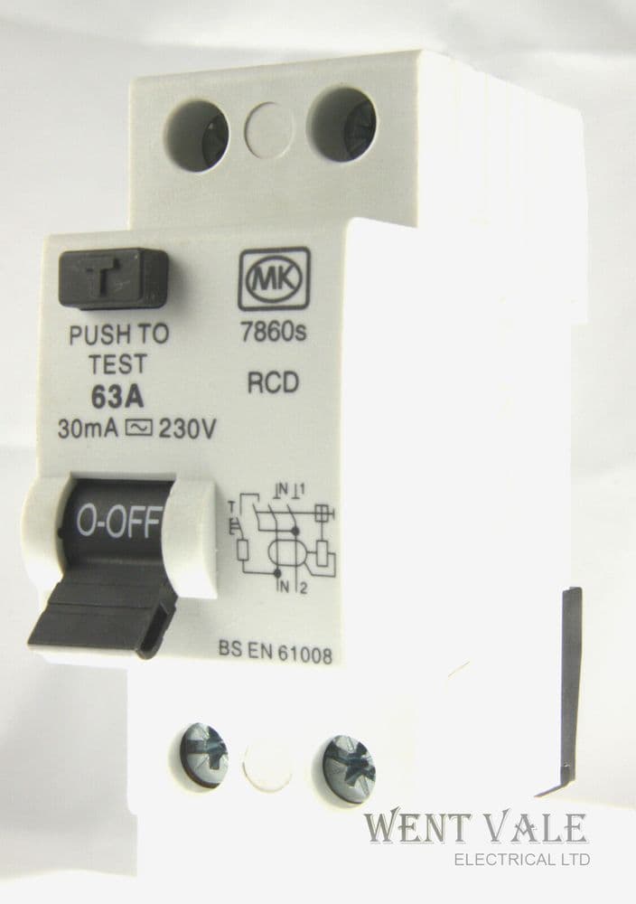 MK Sentry 7860s - 63a 30mA Double Pole Class AC RCD Unused