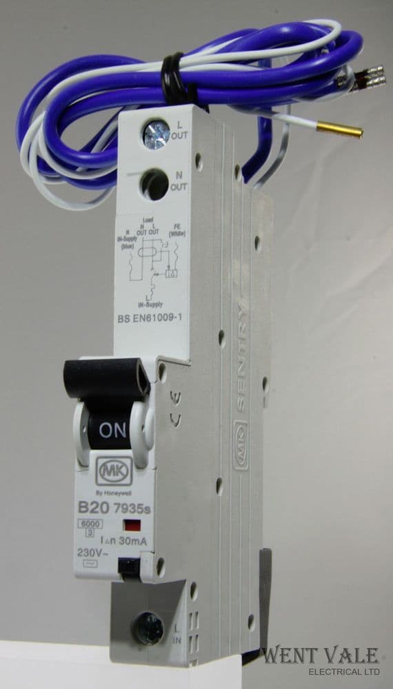 MK Sentry - 7935s - 20a 30mA Type B Single Pole RCBO New