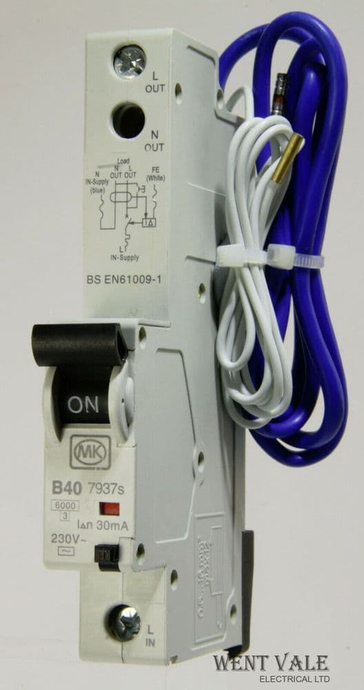 MK Sentry - 7937s - 40a 30mA Type B Single Pole RCBO New