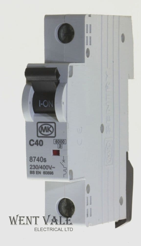 MK Sentry - 8740s - 40a Type C Single Pole S5 MCB Used