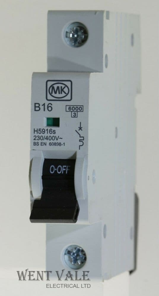 MK Sentry - H5916s - 16a Type B Single Pole MCB S6 Model Used