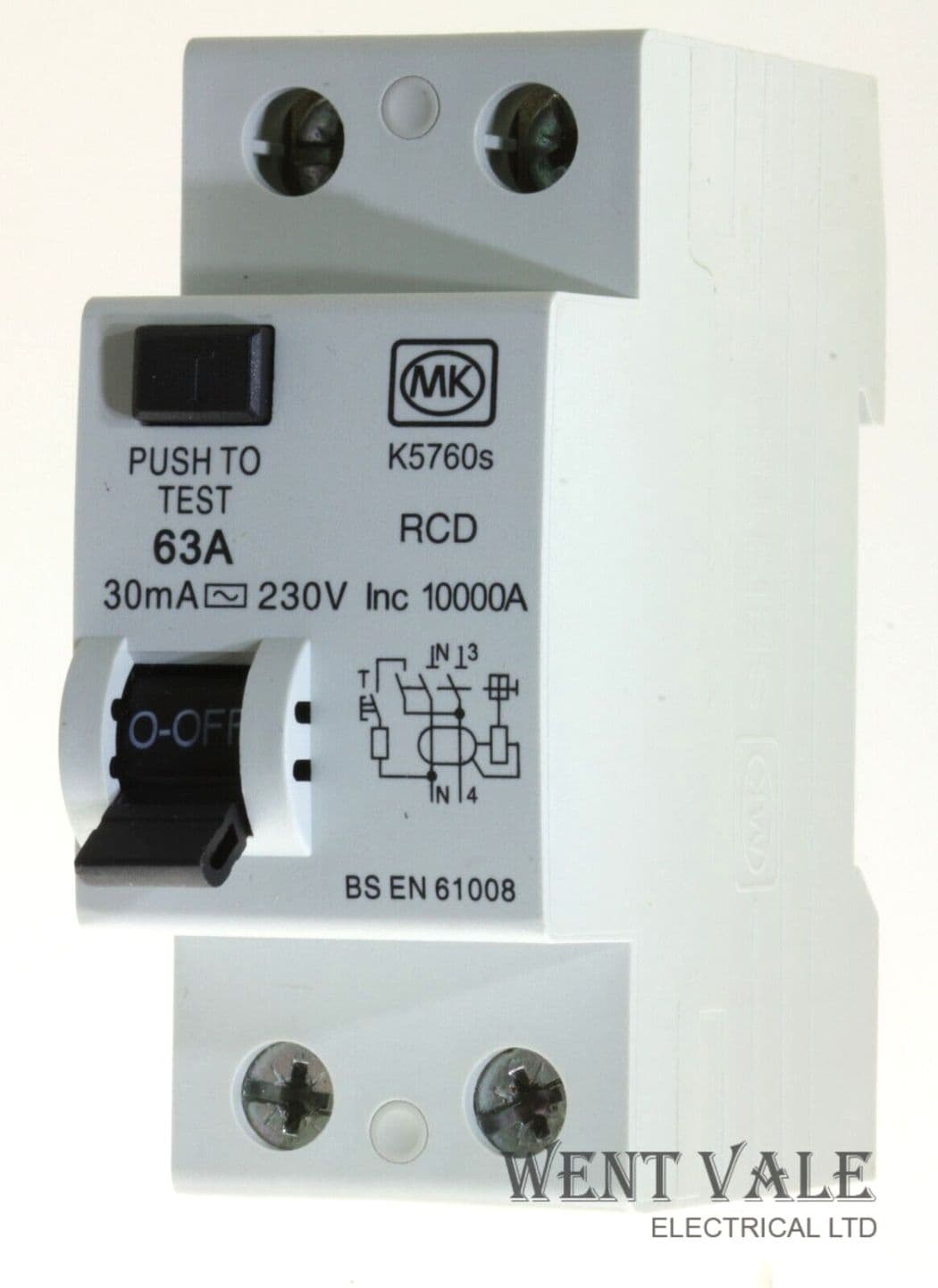 MK Sentry K5760s - 63a 30mA Double Pole Class AC RCD New