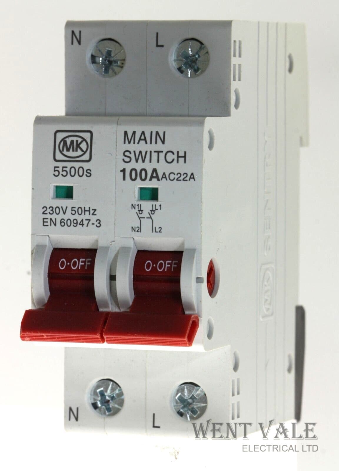 MK Sentry - LN5500s - 100a Double Pole Switch Disconnector Latest Model ...