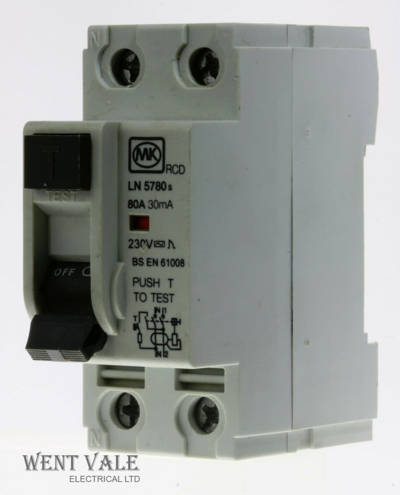 MK Sentry LN5780s - 80a 30mA Double Pole Main Incomer RCD Used