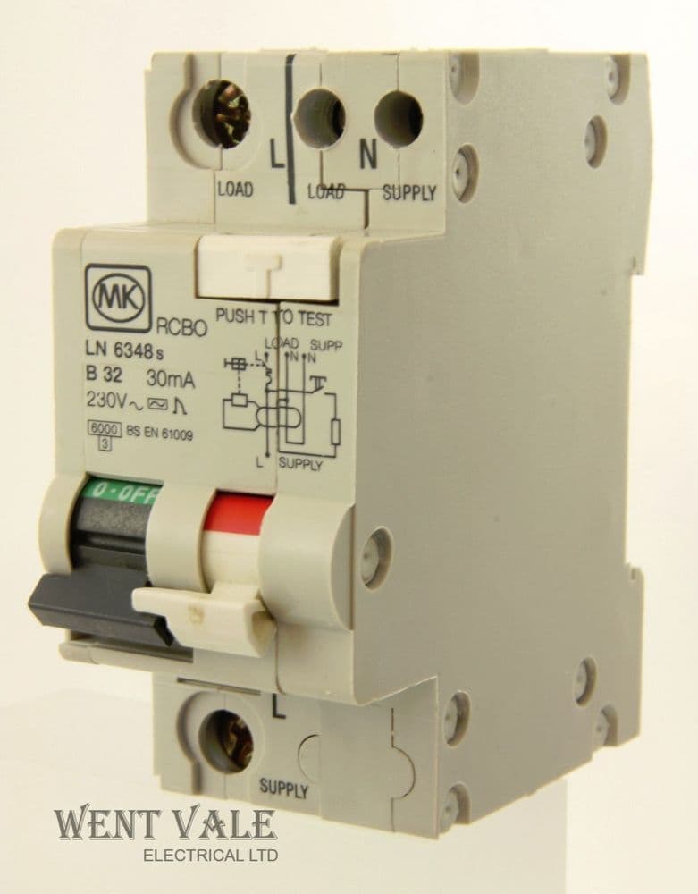 MK Sentry - LN6348s - 32a 30mA Type B Double Pole RCBO Used