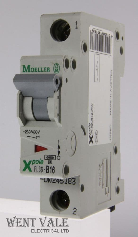 Moeller - X Pole PLS6-B16-DW - 16a Type B Single Pole MCB Used