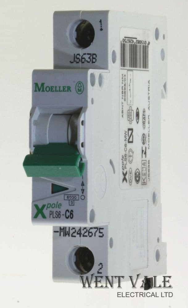 Moeller X Pole - PLS6-C6-MW - 6a Type C Single Pole MCB Used