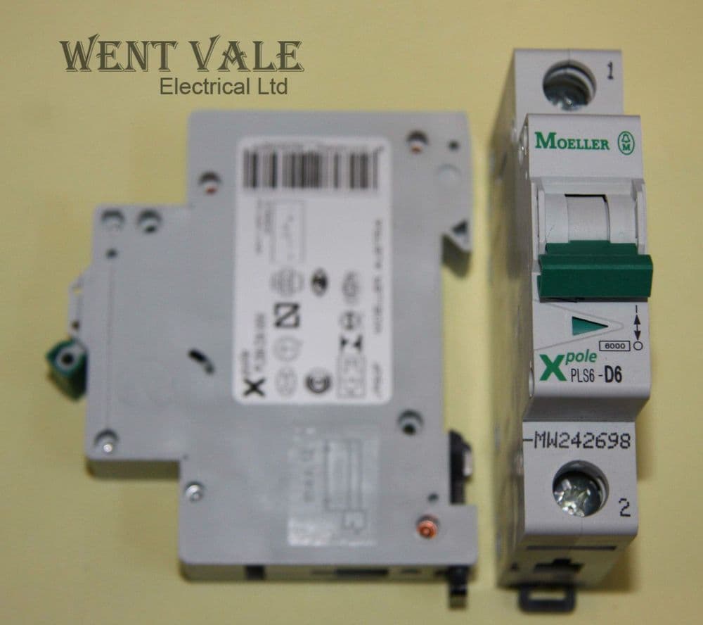 Moeller X Pole - PLS6-D6-MW - 6a Type D Single Pole MCB New