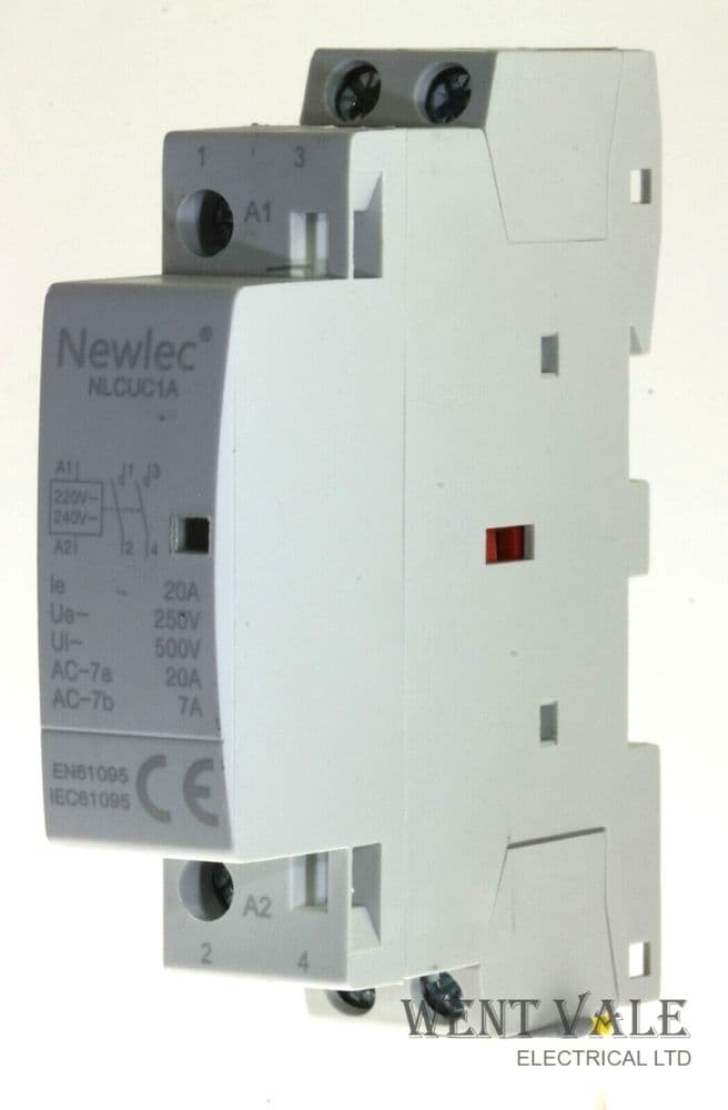 Newlec - NLCUC1A - Double Pole 20a Normally Open Contactor 250vac Coil ...