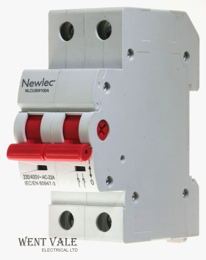 Newlec NLCUSW100A - 100a AC22A Double Pole Switch Disconnector New ...