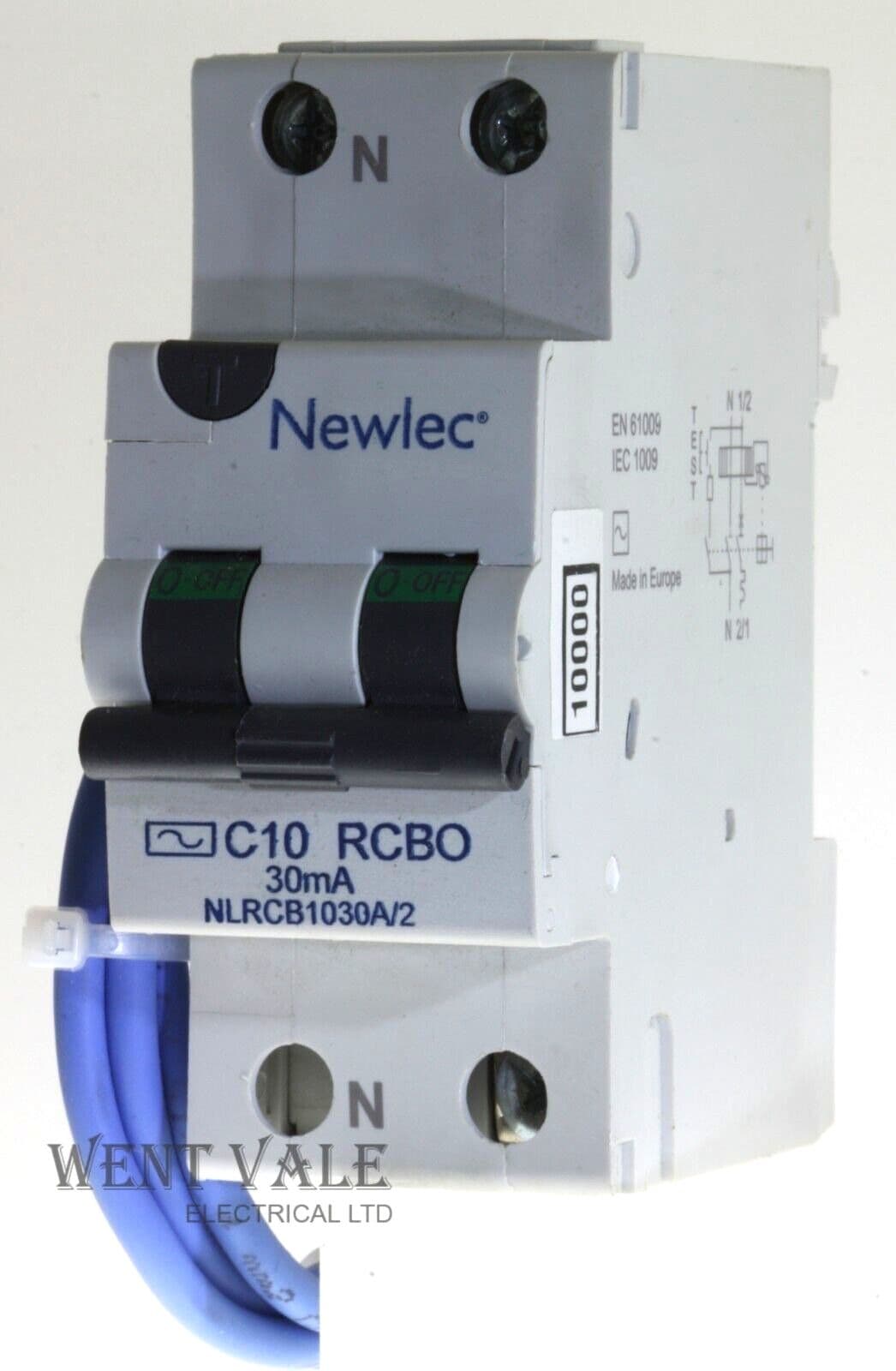 Newlec NLRCB1030A/2 - 10A 30mA Type C Double Pole AC Type RCBO New