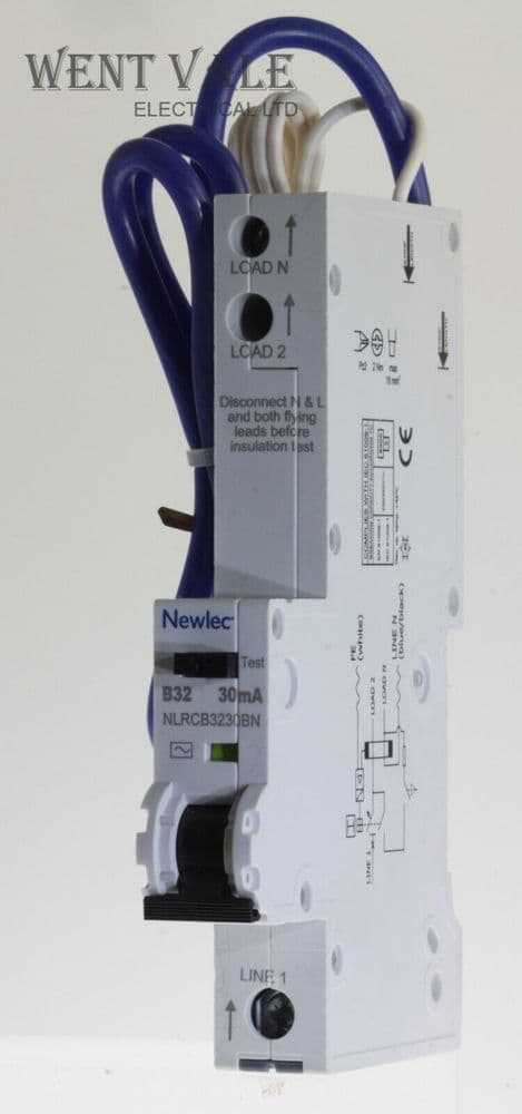 Newlec NLRCB3230BN - 32A 30mA Type B Single Pole AC Type RCBO New