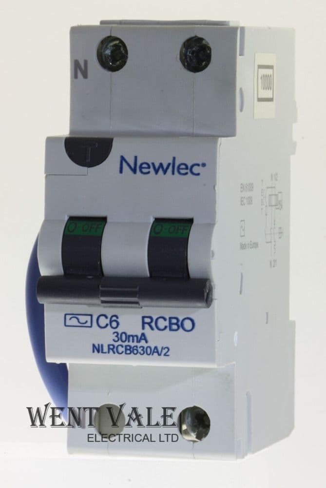 Newlec NLRCB630A/2 - 6A 30mA Type C Double Pole AC Type RCBO New