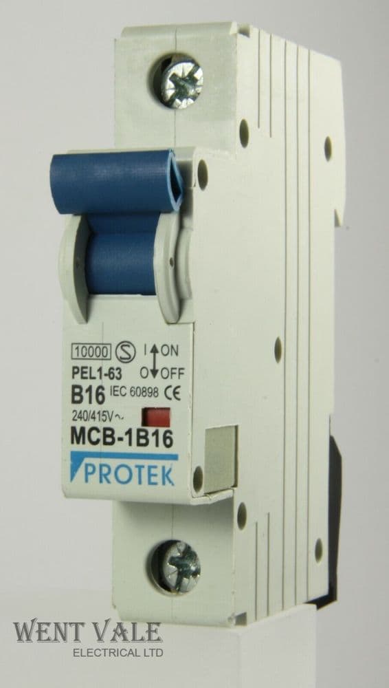 Protek - PEL1-63 MCB-1B16 - 16a Type B Single Pole MCB Used