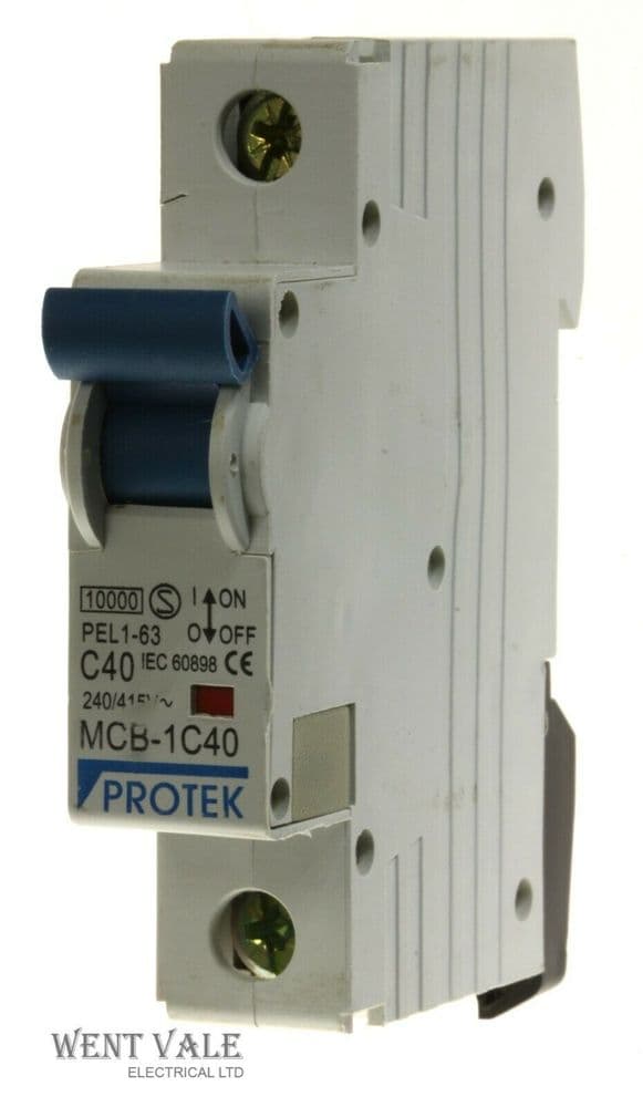Protek - PEL1-63 MCB-1C40 - 40a Type C Single Pole MCB Used