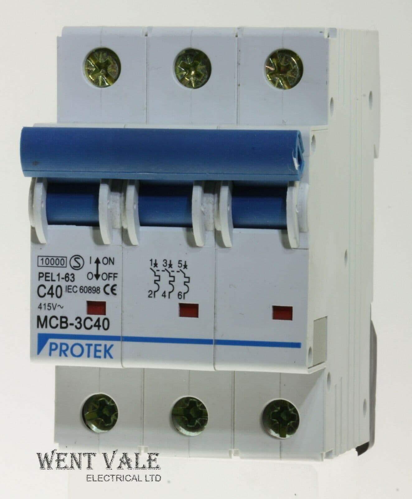 Protek - PEL1-63 MCB-3C40 - 40a Type C Triple Pole MCB Unused
