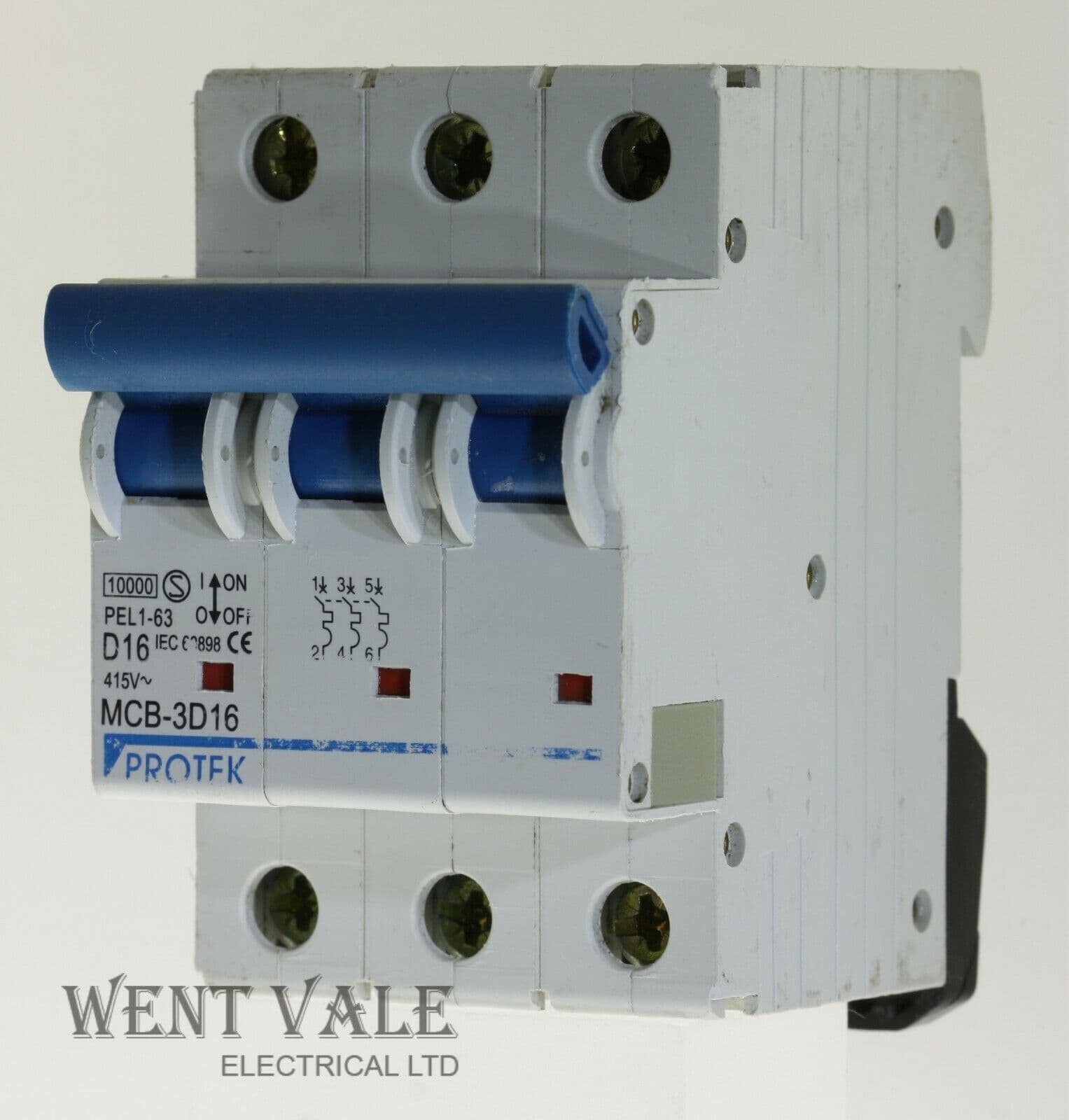 Protek - PEL1-63 MCB-3D16 - 16a Type D Triple Pole MCB Unused