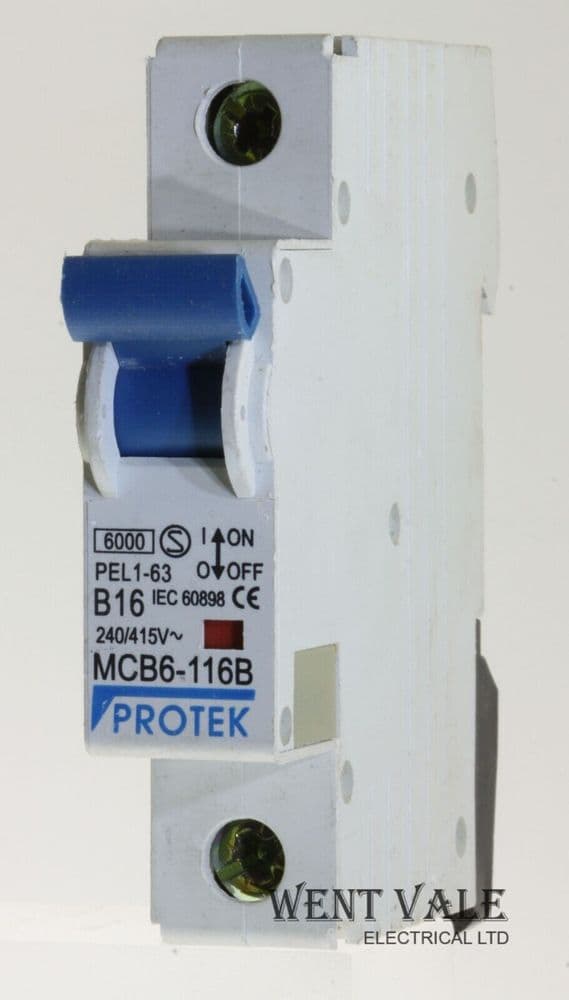 Protek - PEL1-63 MCB6-116B - 16a Type B Single Pole MCB Used