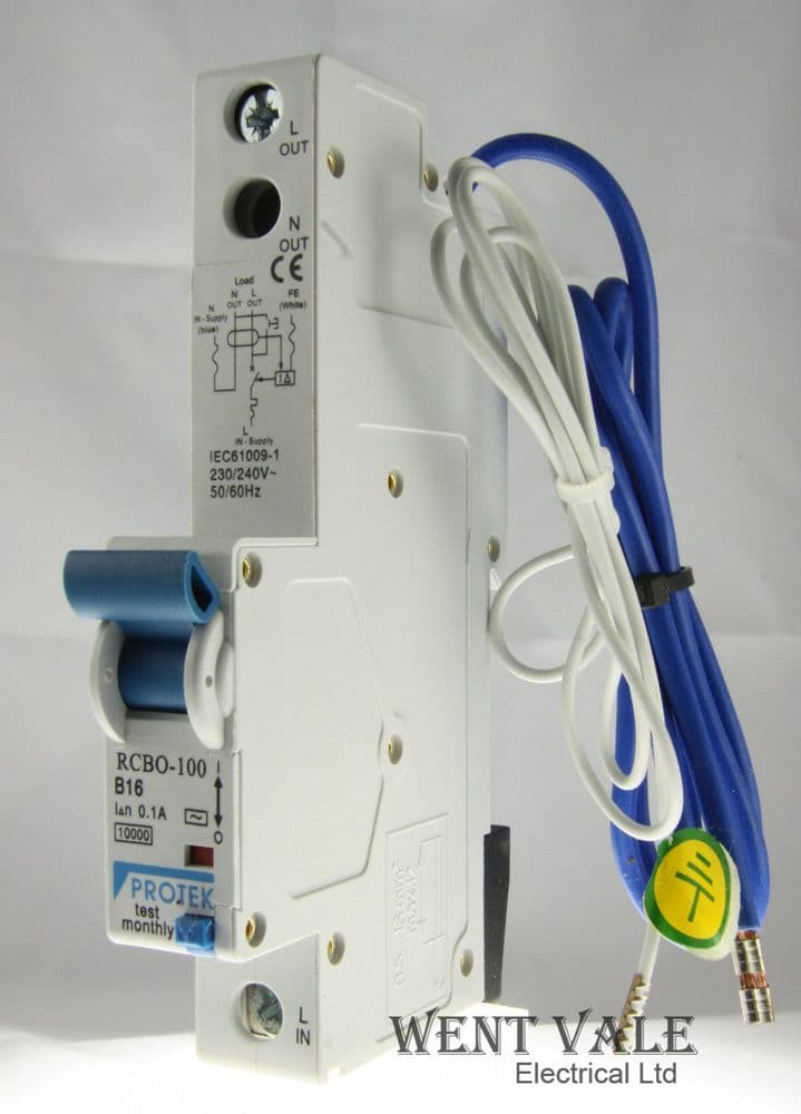 Protek - RCBO1-100/B16 - 16a 100mA Type B Single Pole RCBO New in Box