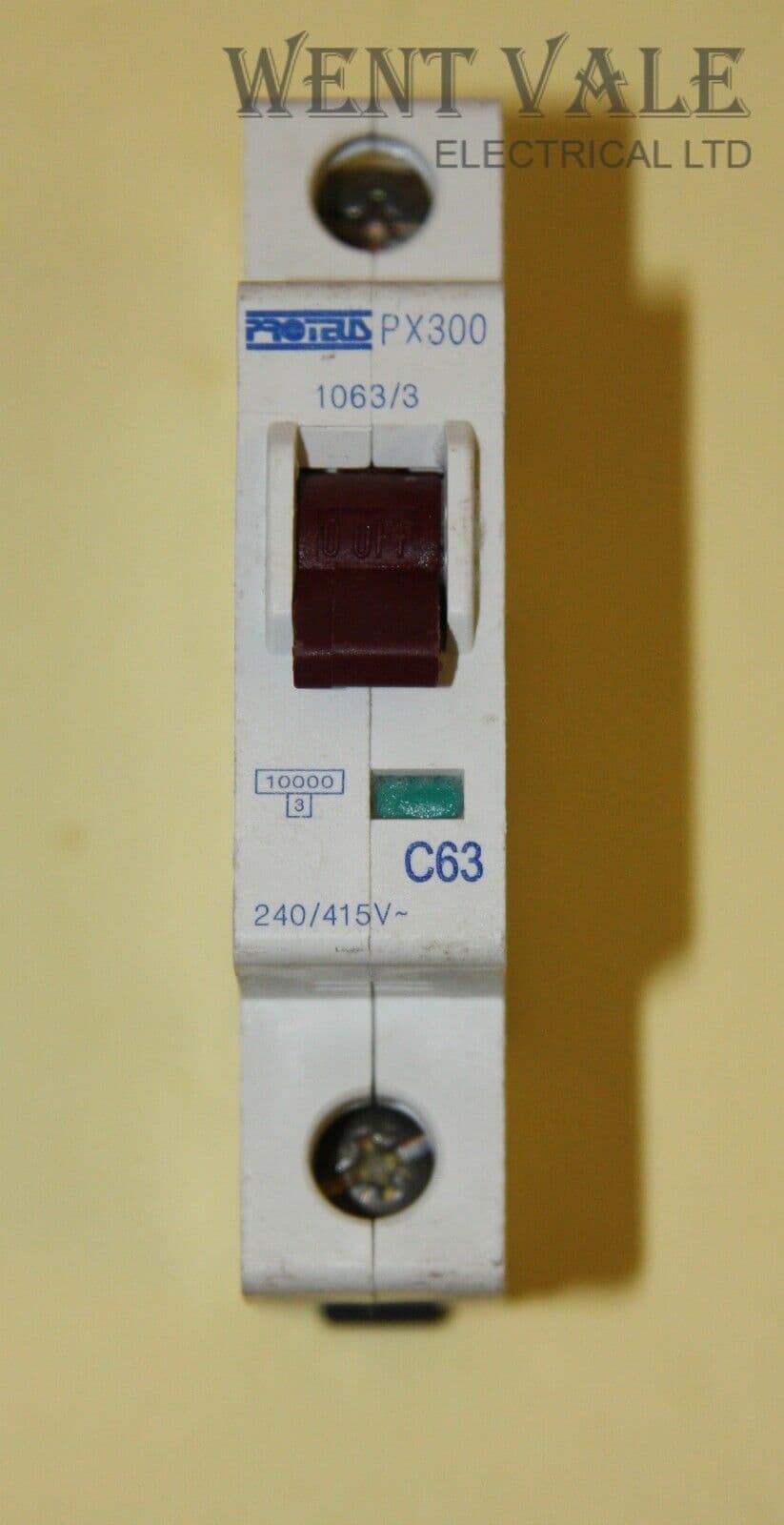 Proteus PX300 1063/3 - 63a Type C Single Pole MCB Used