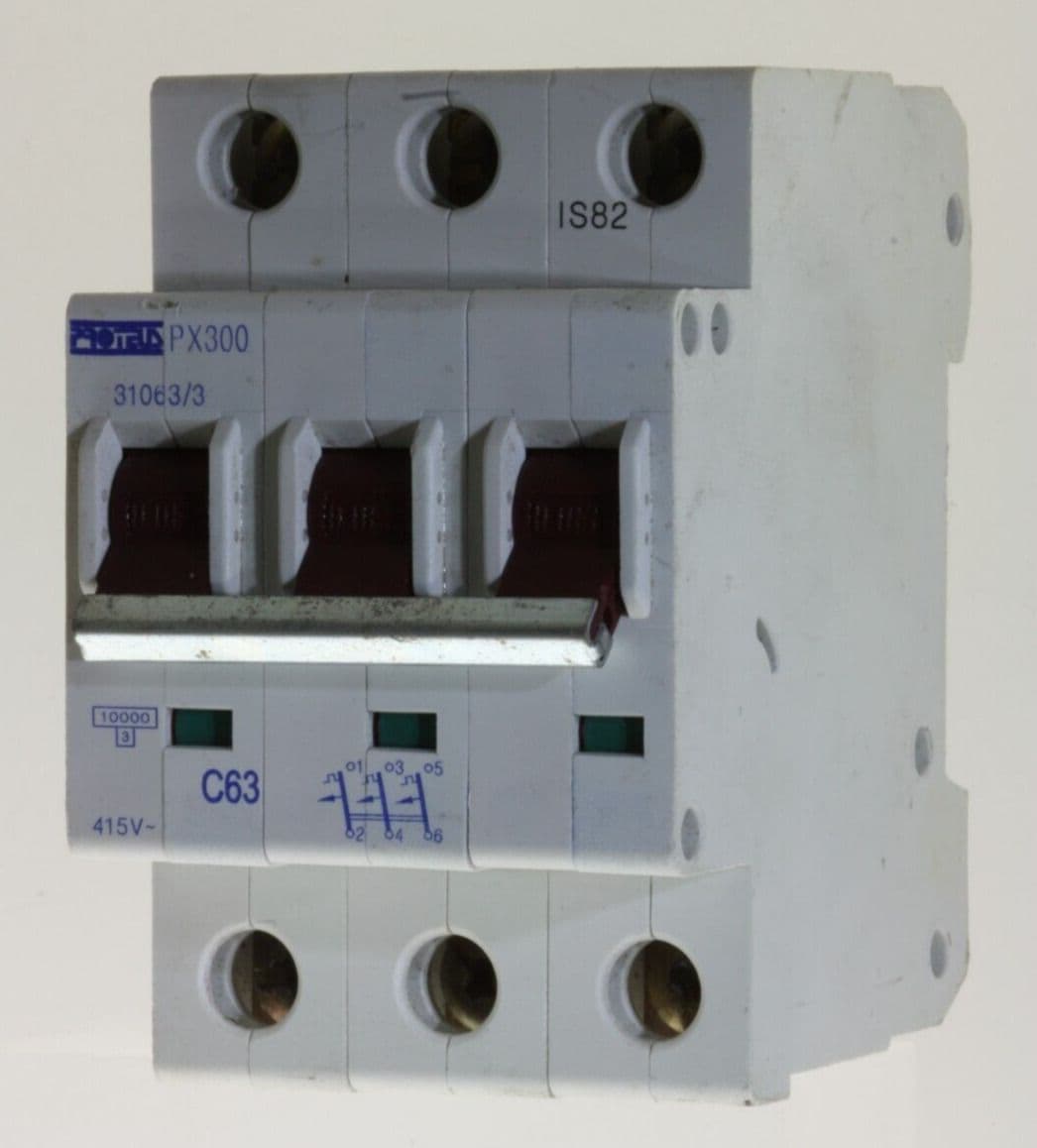 Proteus PX300 31063/3 - 63a Type C Triple Pole MCB Used