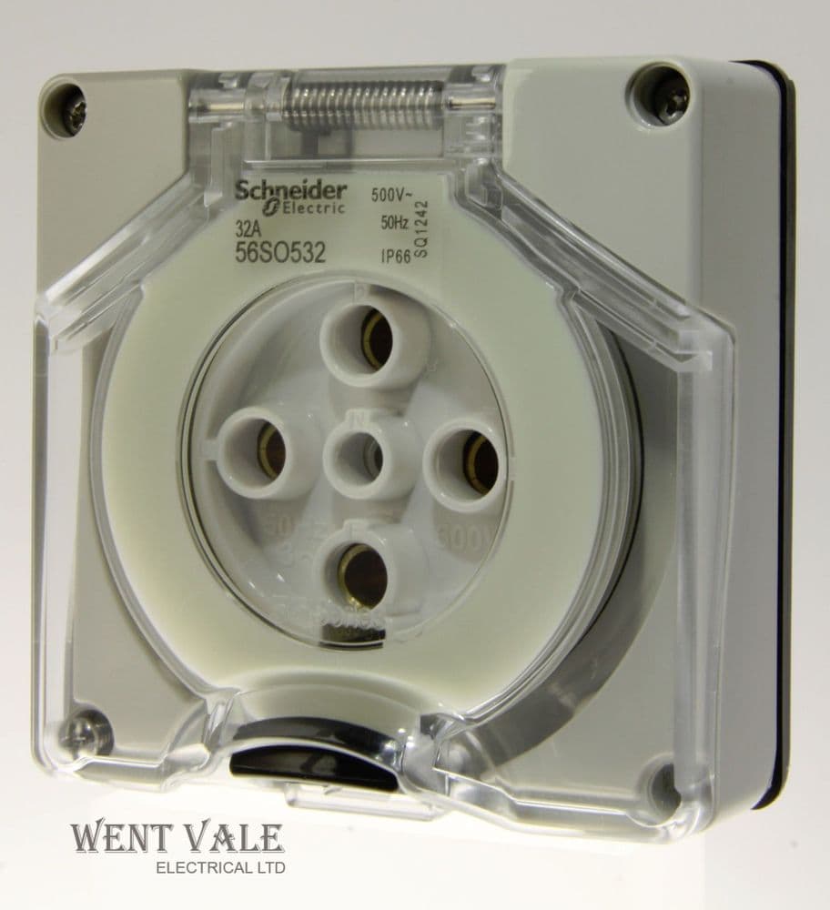 Schneider 56 Series - 56SO532LEGY - IP66 32a 5 Pin Socket Without ...