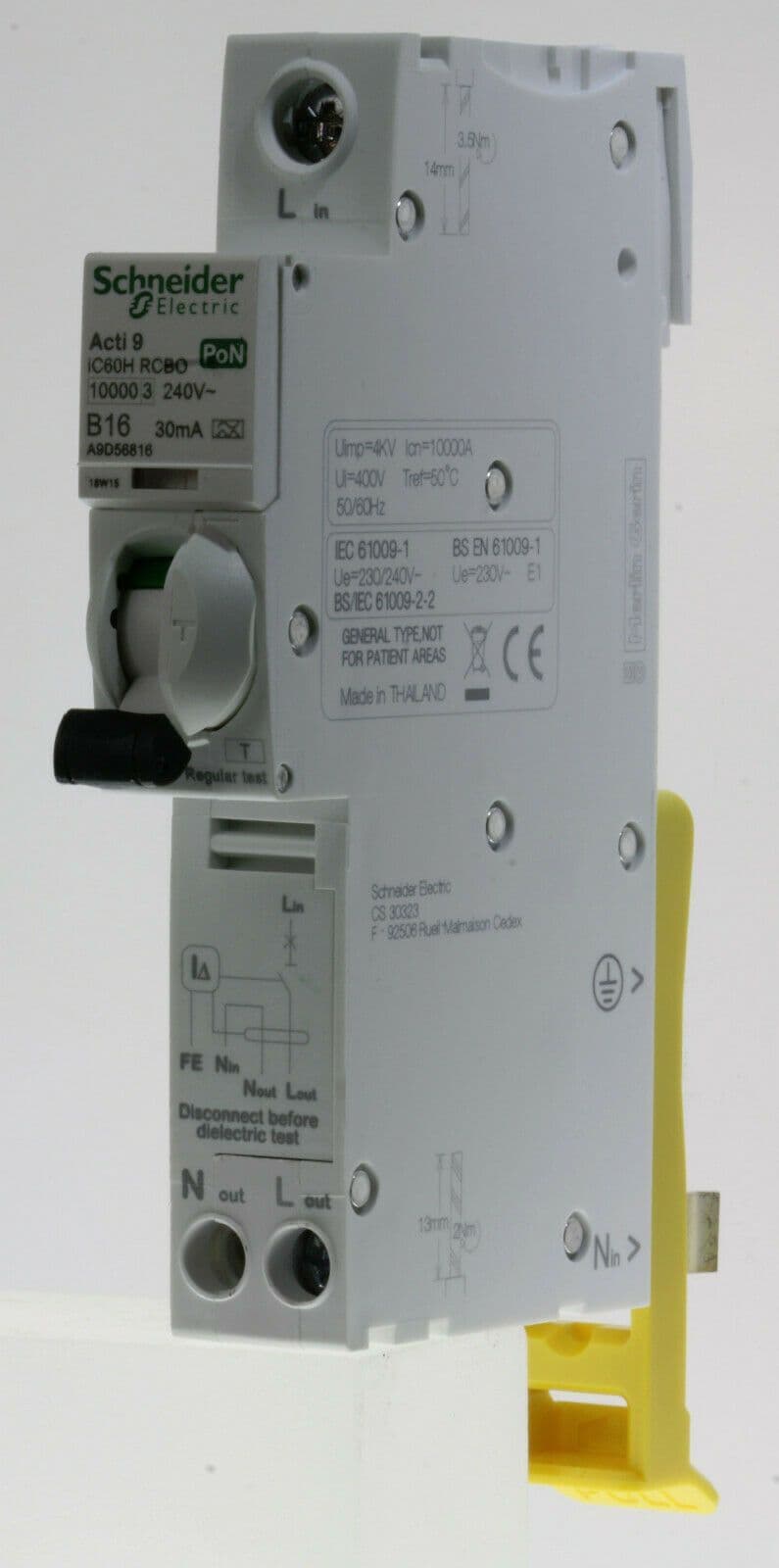 Schneider Acti 9 - A9D56816-iC60HPoN -16a 30mA Type B Single Pole Ns ...