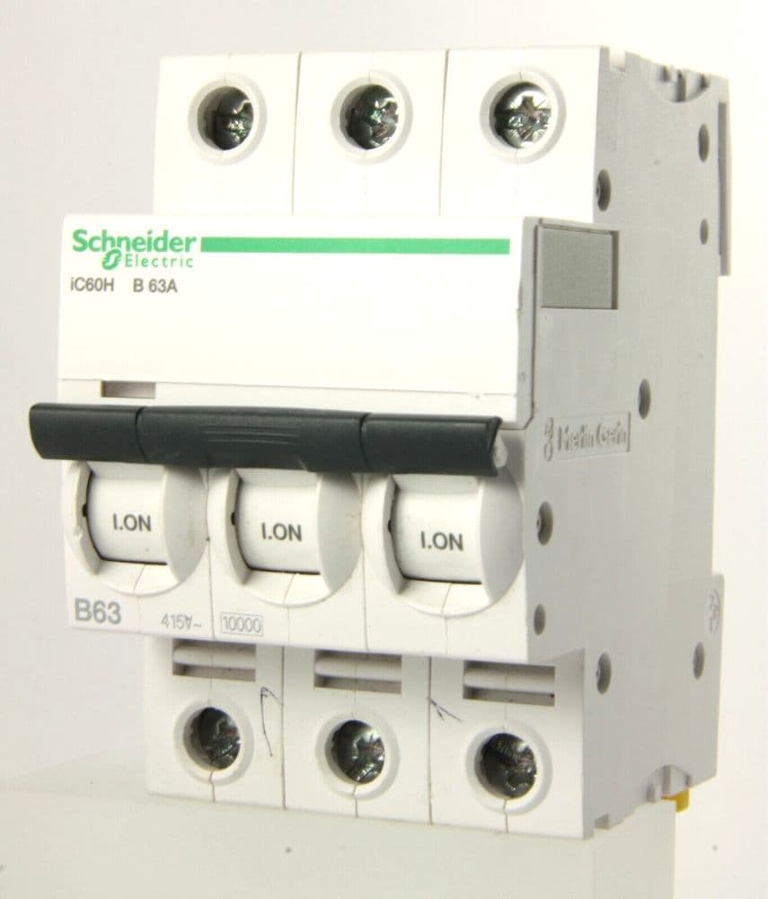 Schneider Acti 9 - IC60HB363-A9F53363 - 63a Type B Triple Pole MCB ...