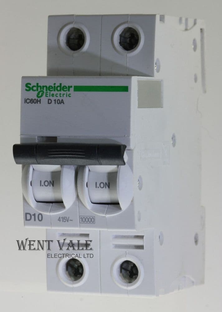 Schneider Acti 9 - iC60HD210-A9F55210 - 10a Type D Double Pole MCB ...