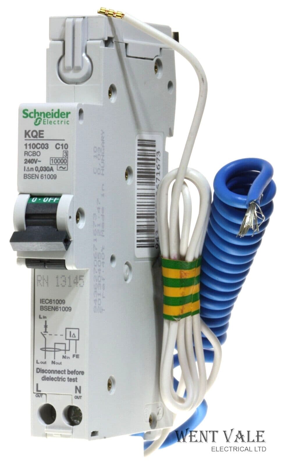 Schneider Loadcentre - KQE110C03 - 10a 30mA Type C Single Pole RCBO Used