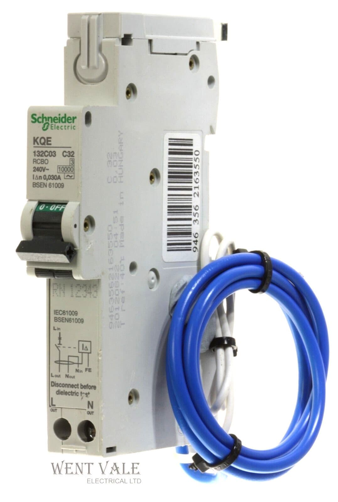 Schneider Loadcentre - KQE132C03 - 32a 30mA Type C Single Pole RCBO Used
