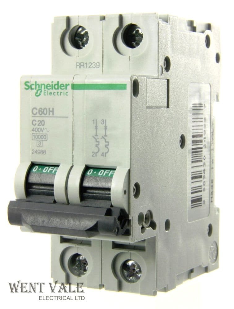 Schneider - Multi 9 - C60H - C220 - 20a Type C Double Pole MCB New