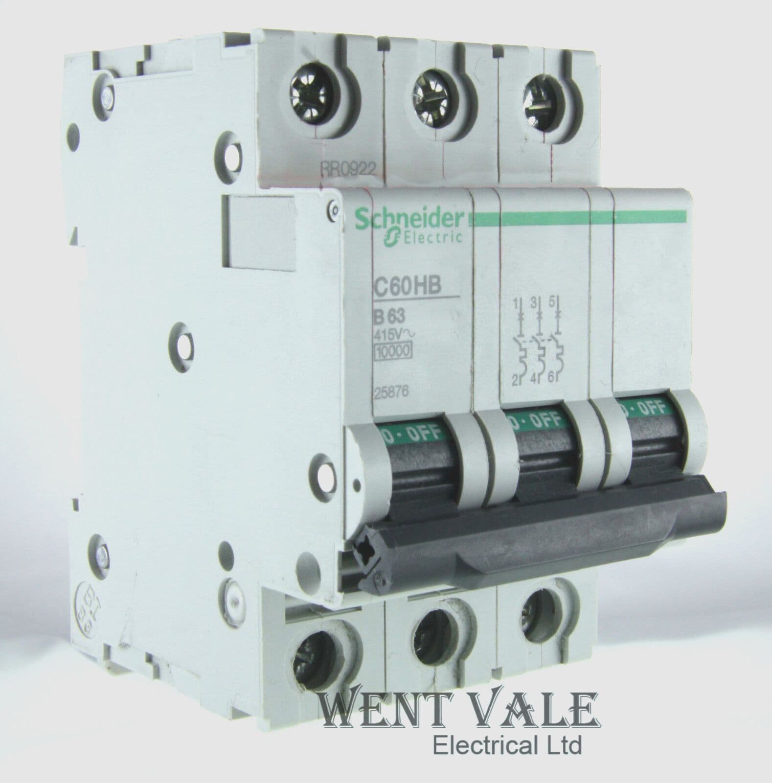 Schneider Multi 9 - C60HB363 - 63a Type B Triple Pole MCB Used