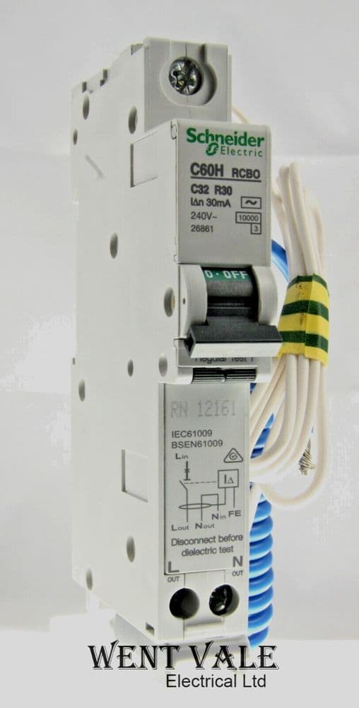 Schneider Multi 9 - C60HC32R30 - 32a 30mA Type C - Class AC RCBO Used