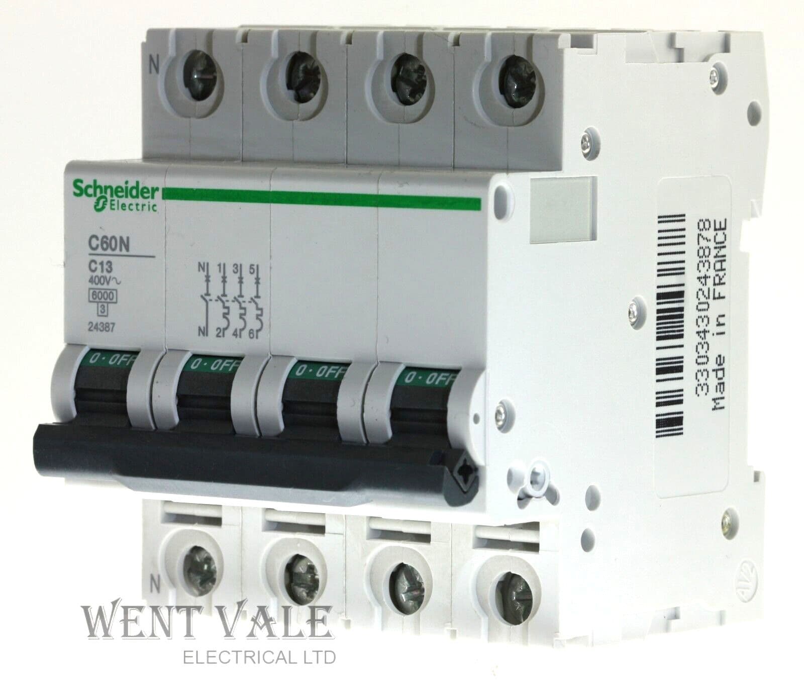 Schneider Multi 9 - C60NC413 - 13a Type C Three Pole and Neutral MCB Unused