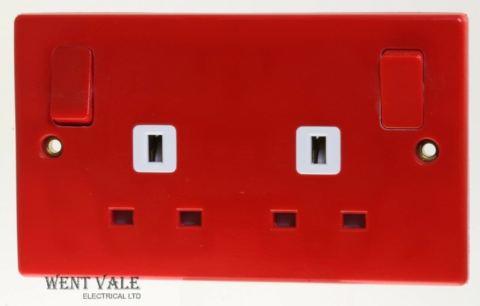 Schneider Slimline GU3030RD - 13a Red 2 Gang Part M Socket With ...