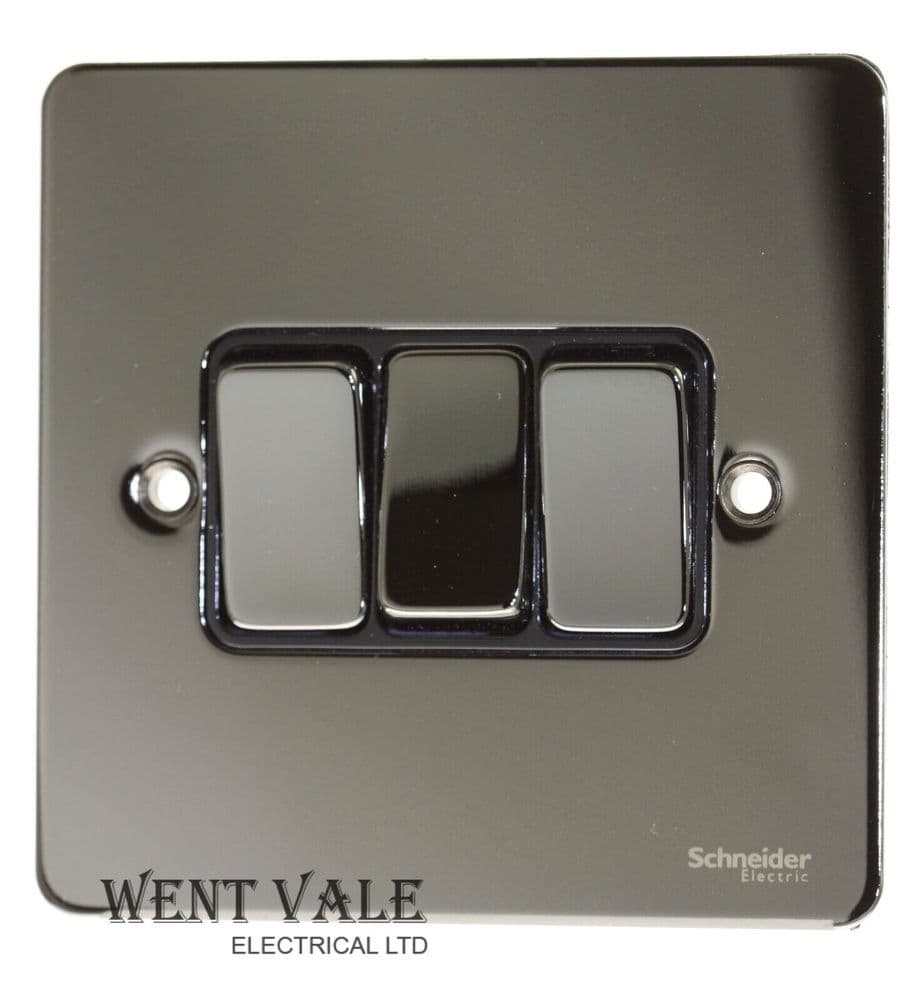 Schneider Ultimate Flat Plate - GU1232BBN - 16ax 3g 2w Switch in Black ...