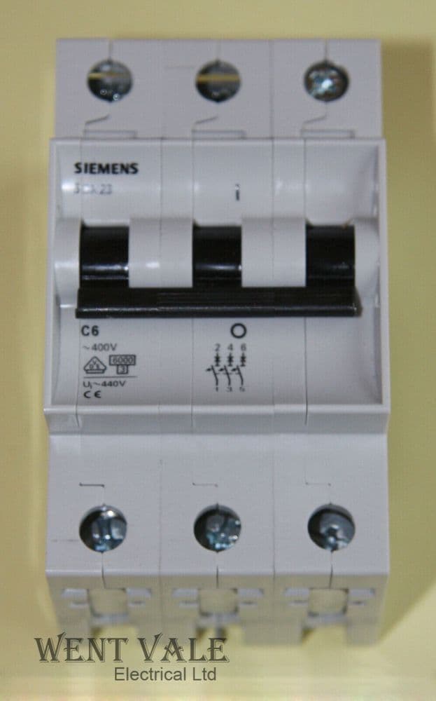 Siemens N System - 5SX2 3C06 - 6a Type C Triple Pole MCB Used