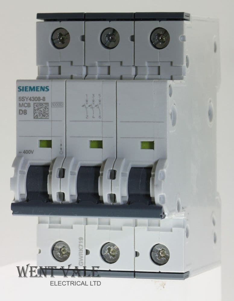 Siemens Sentron - 5SY4308-8 - 8a Type D Triple Pole MCB