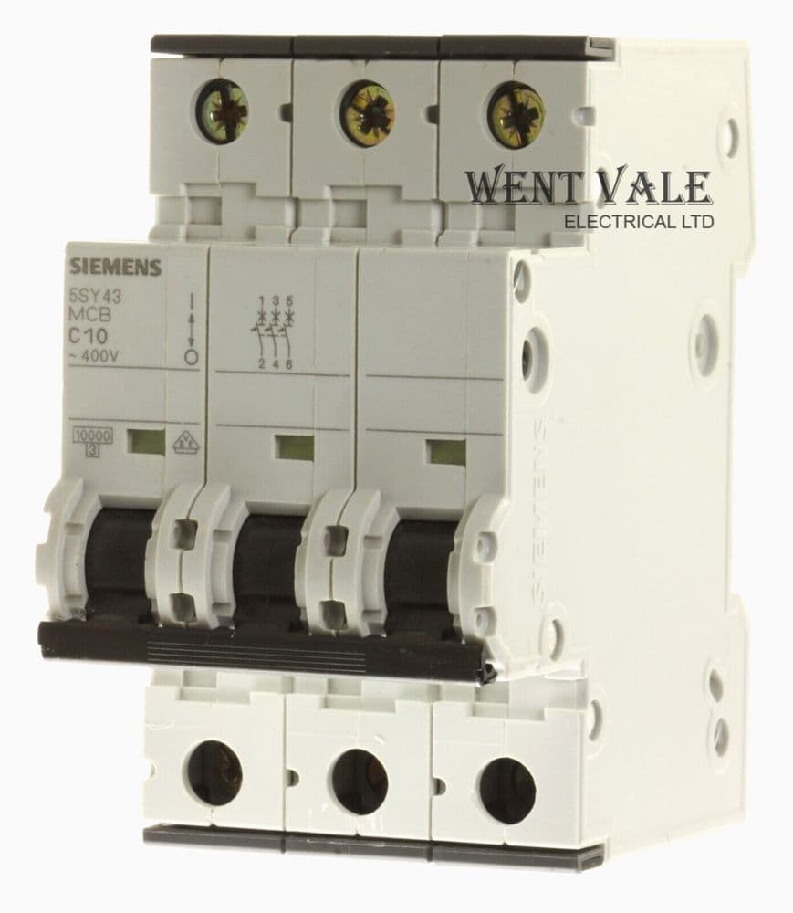 Siemens Sentron - 5SY4310-7 - 10a Type C Triple Pole MCB New