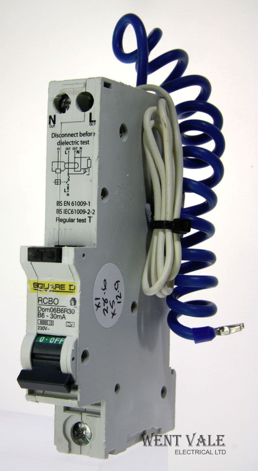 Square D - Domae - DOM06B6R30 - 6a 30mA Type B Single Pole Neutral RCBO ...