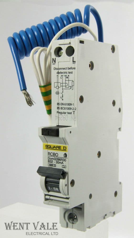 Square D - Domae - DOM32B6R30 - 32a 30mA Type B Single Pole Neutral ...