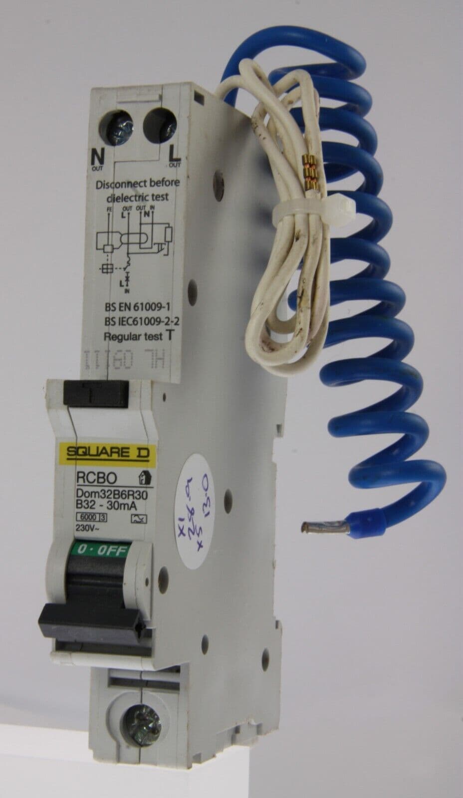 Square D Domae - DOM32B6R30 - 32a 30mA Type B Single Pole Neutral RCBO Used