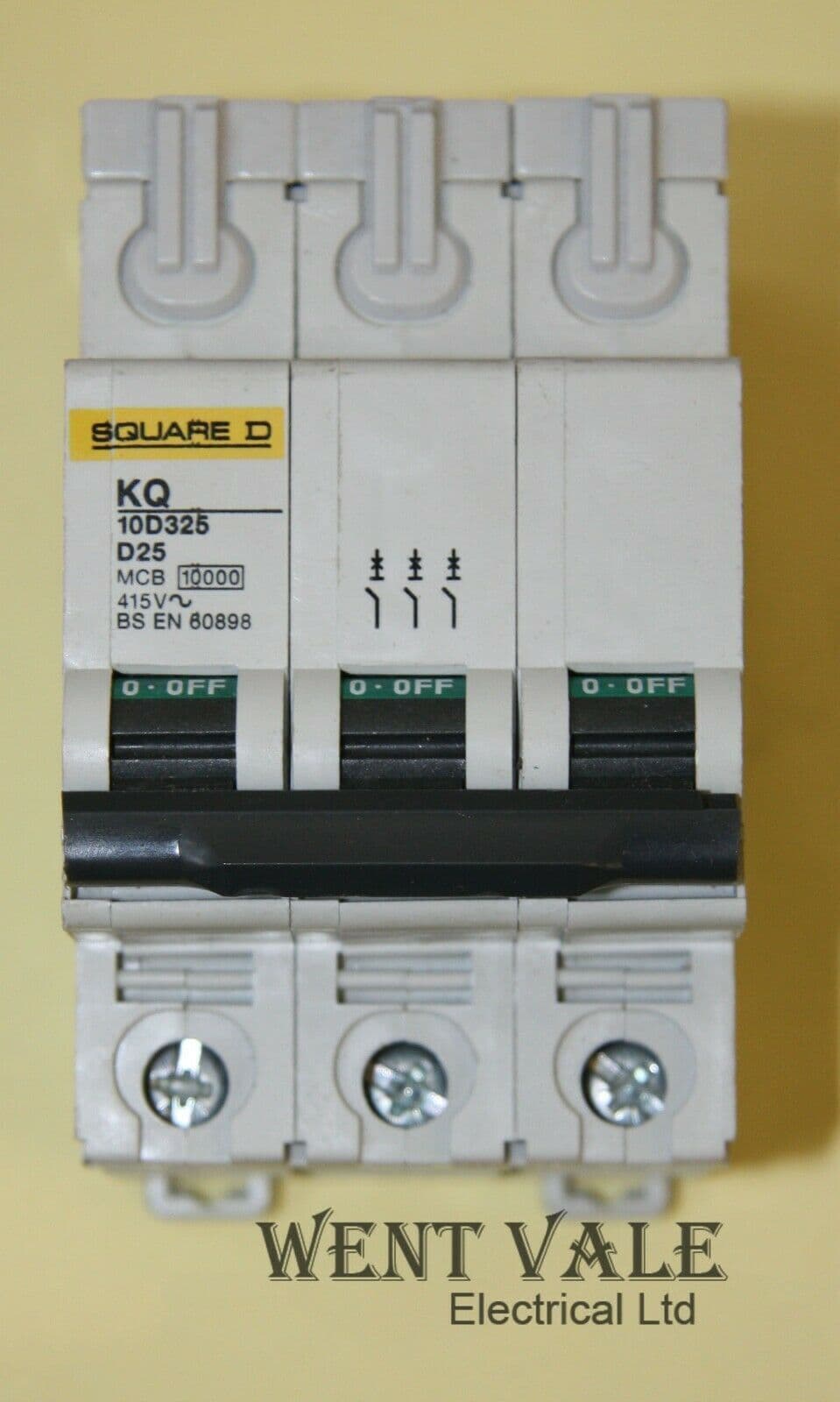 Square D Loadcentre KQ - KQ10D325 - 25a Type D Triple Pole MCB Used