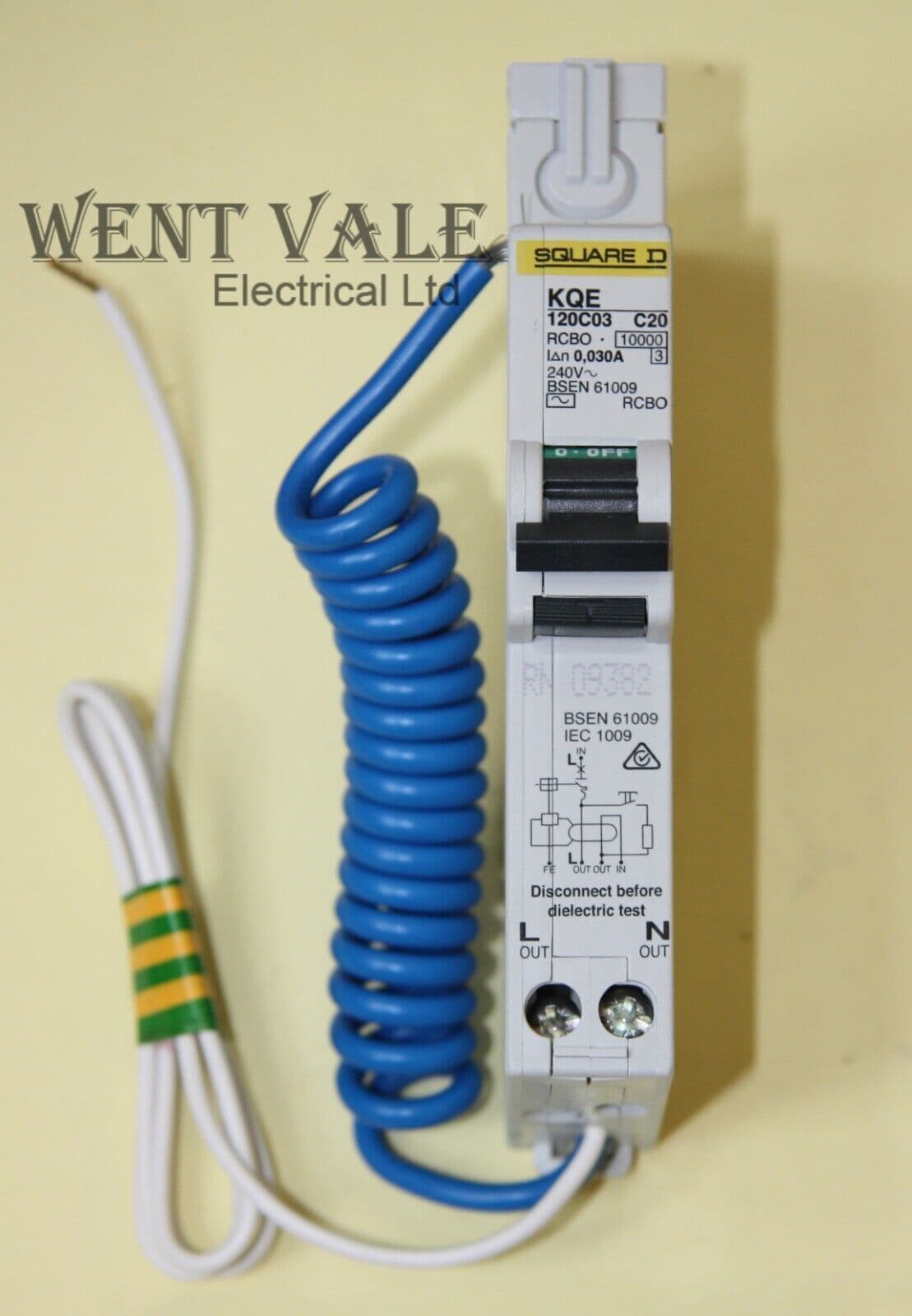 Square D Loadcentre - KQE120C03 - 20a 30mA Type C Single Pole RCBO Used