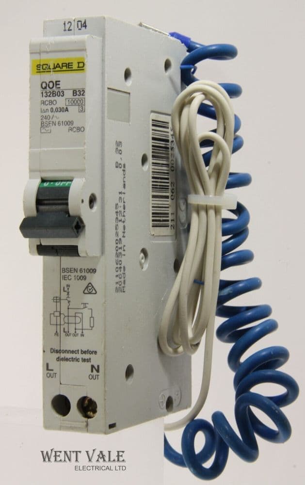 Square D Qwik-Gard Mk 2 - QOE132B03 - 32a 30mA Type B Single Pole RCBO Used