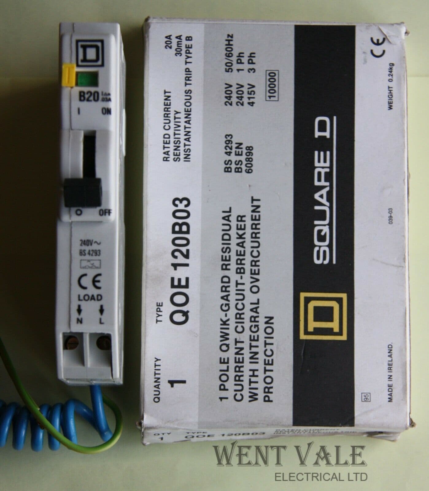 Square D Qwik-Gard - QOE120B03 - 20a 30mA Type B Single Pole RCBO ...