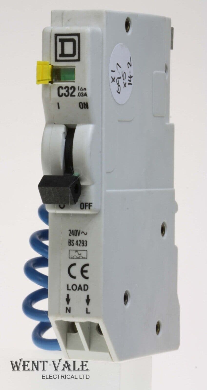Square D Qwik-Gard - QOE132C03 - 32a 30mA Type C Single Pole RCBO Used