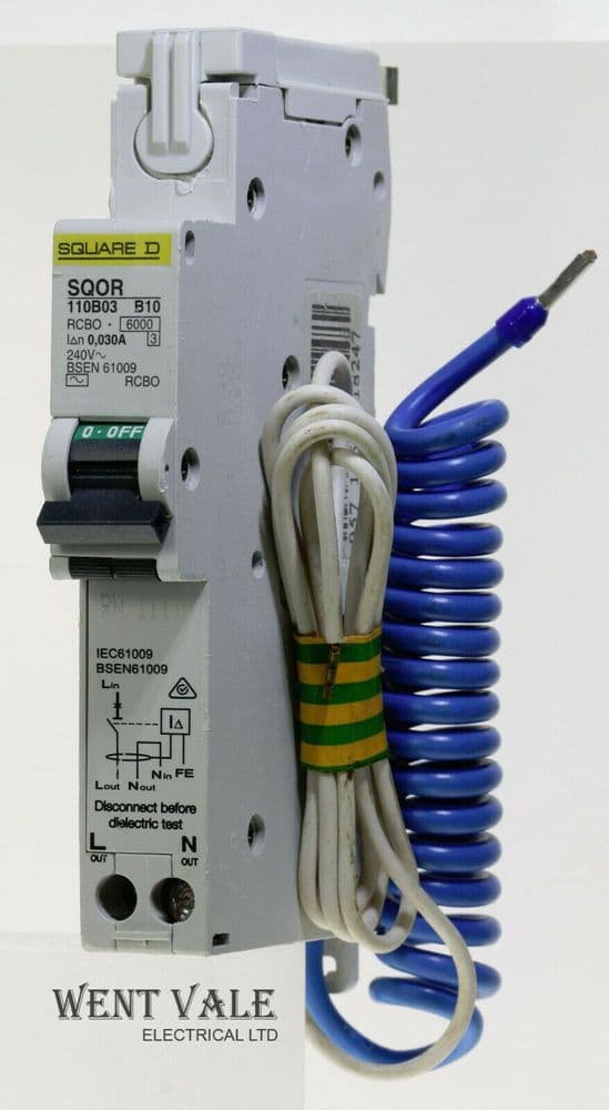 Square D - Qwikline II - SQOR110B03 - 10a 30mA Type B Single Pole RCBO Used