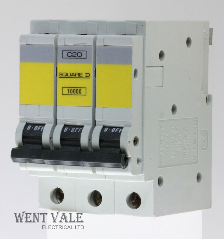 Square D Qwikline QOE - QO320EC10 - 20a Type C Triple Pole MCB Used